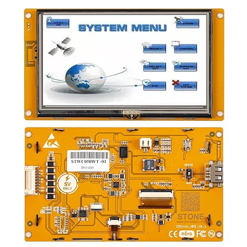 SCBRHMI 5 inch Smart HMI TFT LCD Display Module with Complimentary GUI Software + UART Port ...