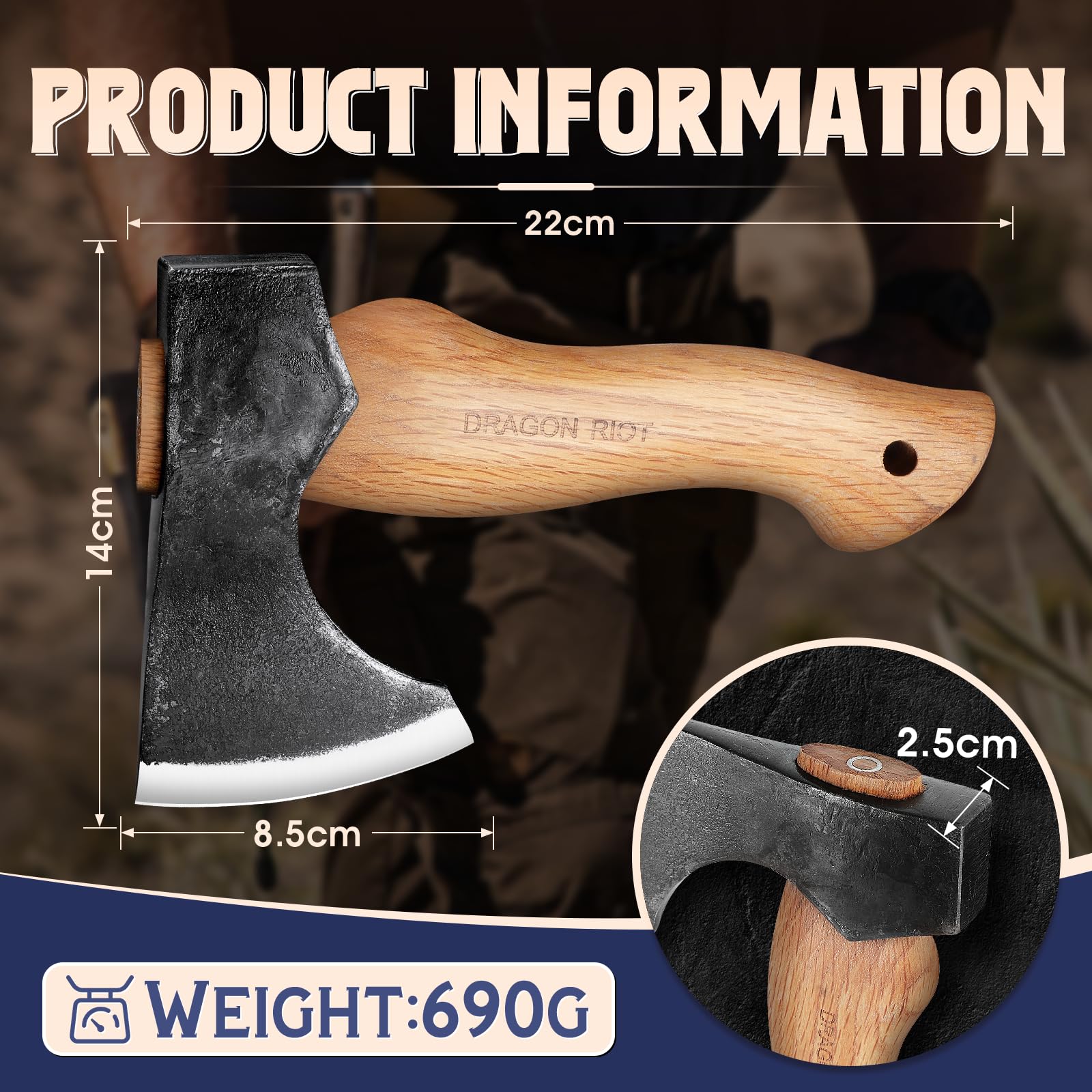 Mua DRAGON RIOT 8.5 inch Camping Axes and Hatchets, Bushcraft Axe for ...
