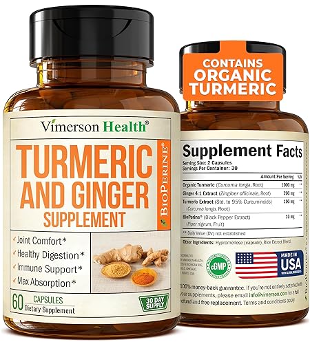 Turmeric Supplement with Ginger Root for Joint & Digestion Support ...