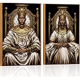 Amazon.com: Derkymo 2 Pieces Vintage Black King and Queen Canvas Wall Art Black Couple African ...