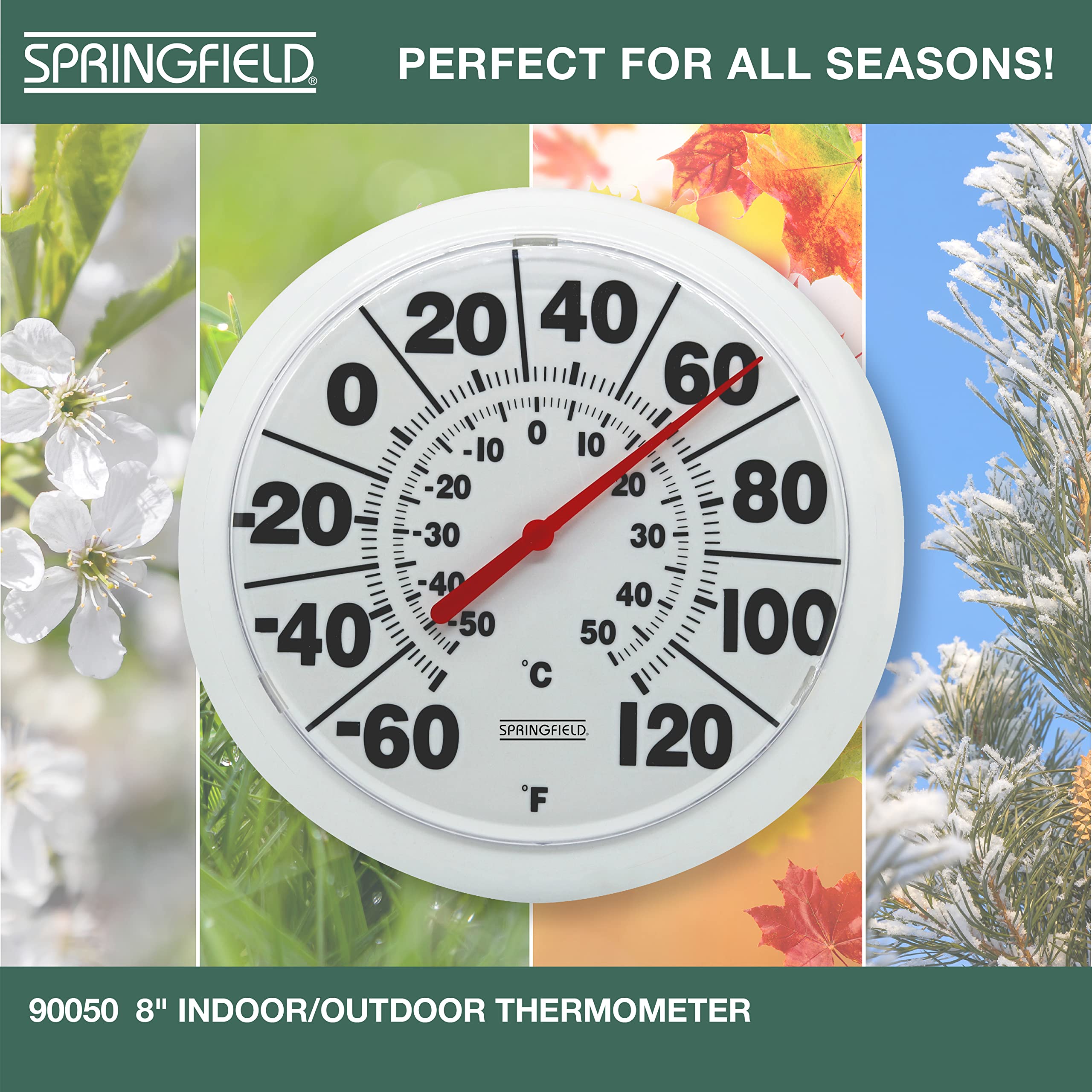 Springfield Indoor Outdoor Big Dial Thermometer, Wireless With Large ...