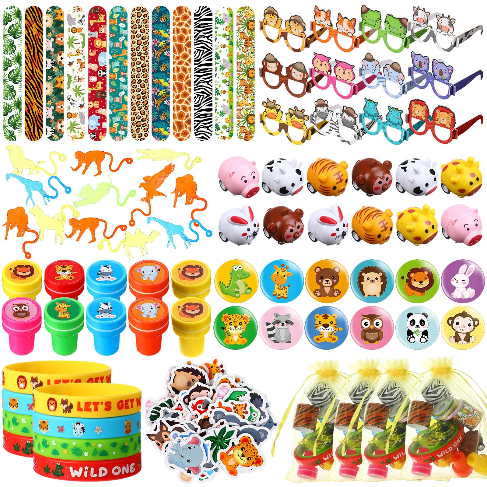Lunmon 146 Pieces Jungle Safari Party Favors Wild Animals Birthday ...