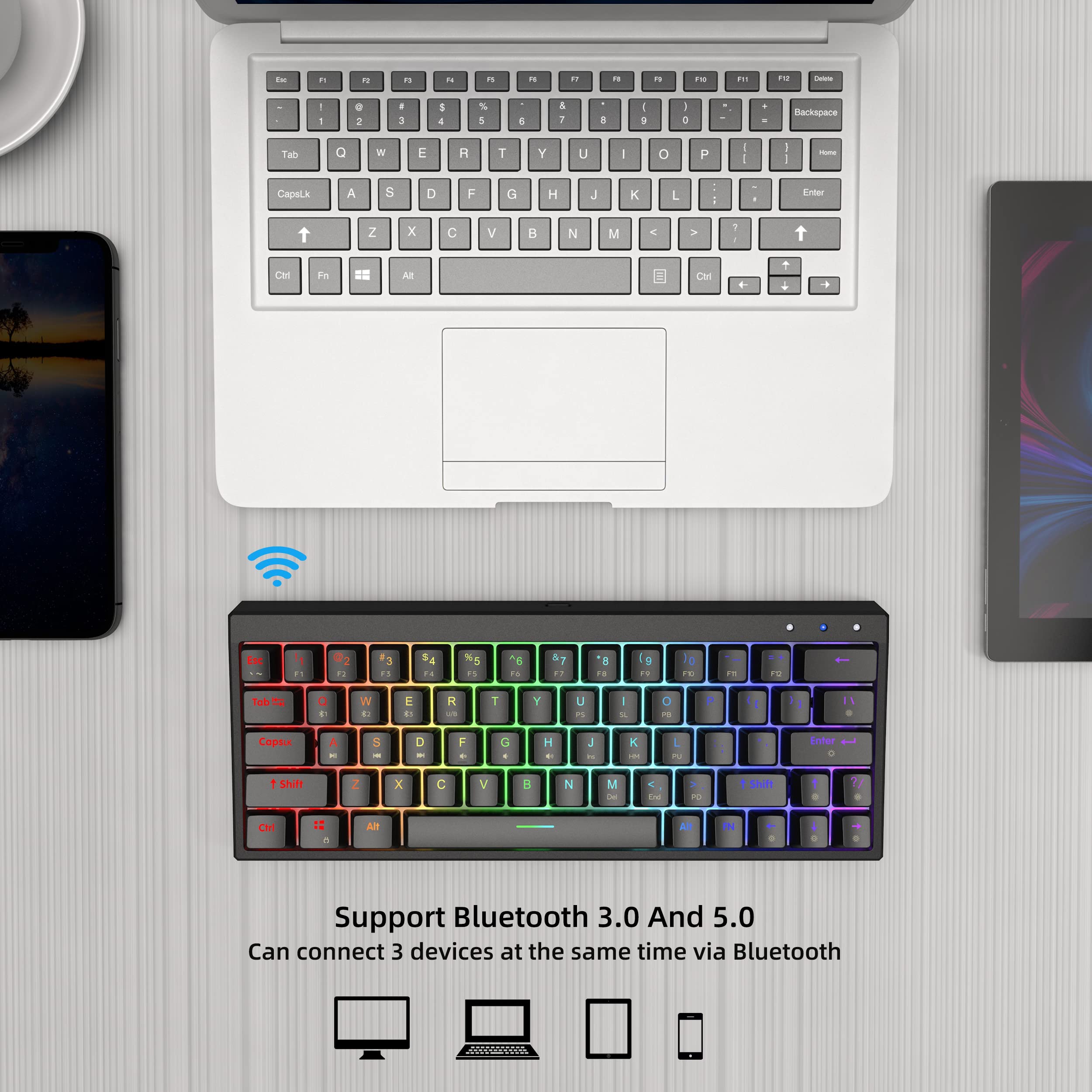 Mua Ractous RTK63B 60% Wireless Mechanical Gaming Keyboard,RGB Blacklit ...