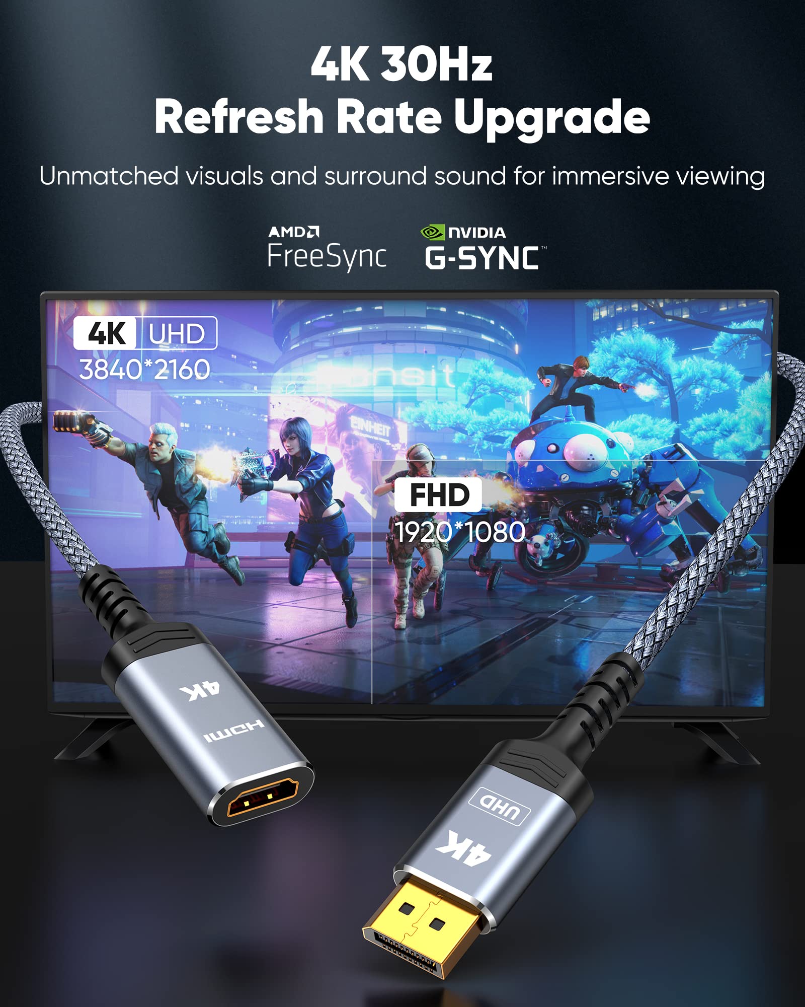 Mua Highwings 4K DisplayPort to HDMI Adapter & USB C to HDMI 4K Cable 6FT trên Amazon Mỹ chính ...