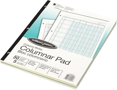Amazon.com : Wilson Jones Columnar Pad, ColumnWrite, 8-1/2" x 11", 5 ...