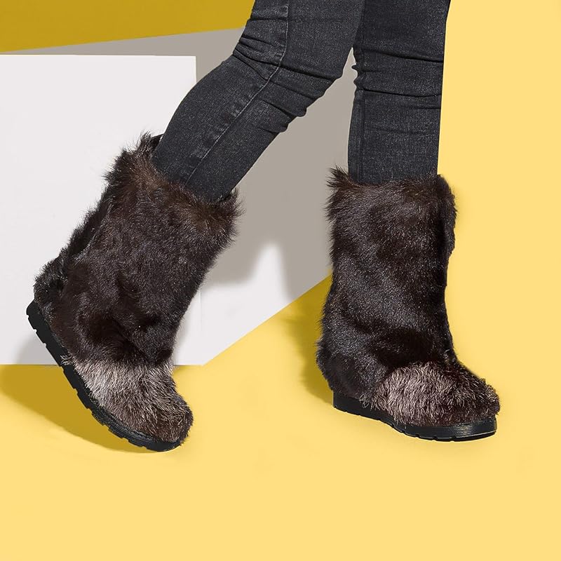 Amazon.com: Genuine Fur High Boots, Eskimo, Mukluks, Yeti Boots, Black ...