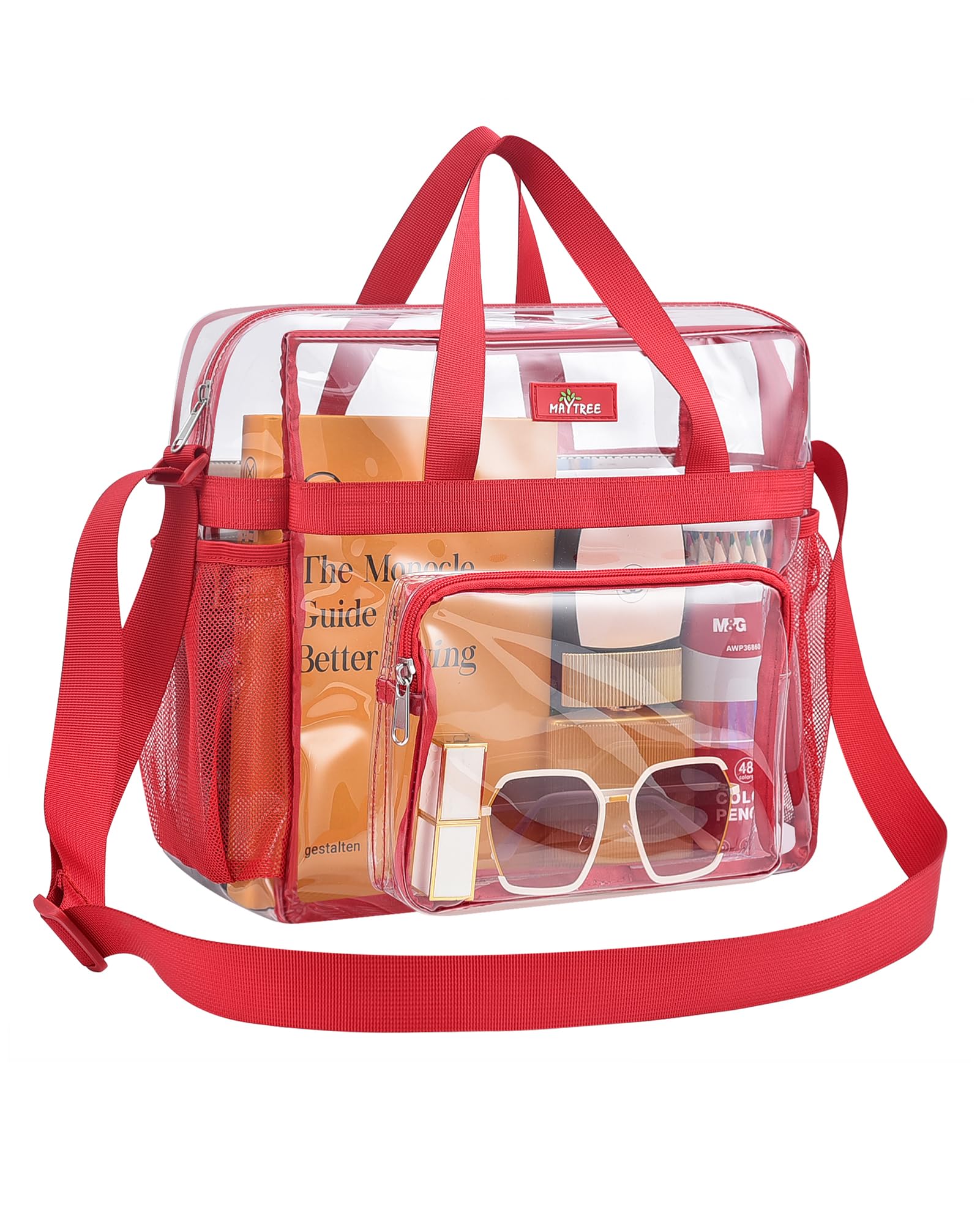 MAY TREE Clear Bag for Stadium Events 12×6×12 Clear Tote Lunch Bag with ...