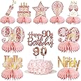 Amazon.com: 90th Birthday Decorations for Women, 12Pcs Pink Rose Gold 90th Birthday Table ...