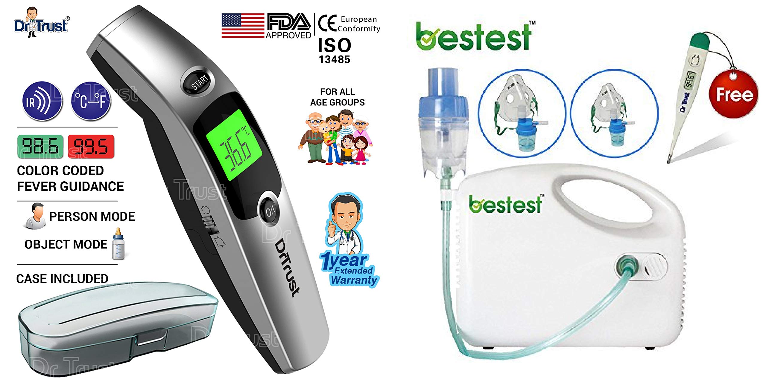 Buy Dr Trust Infrared Forehead Temporal Artery Thermometer with Color ...