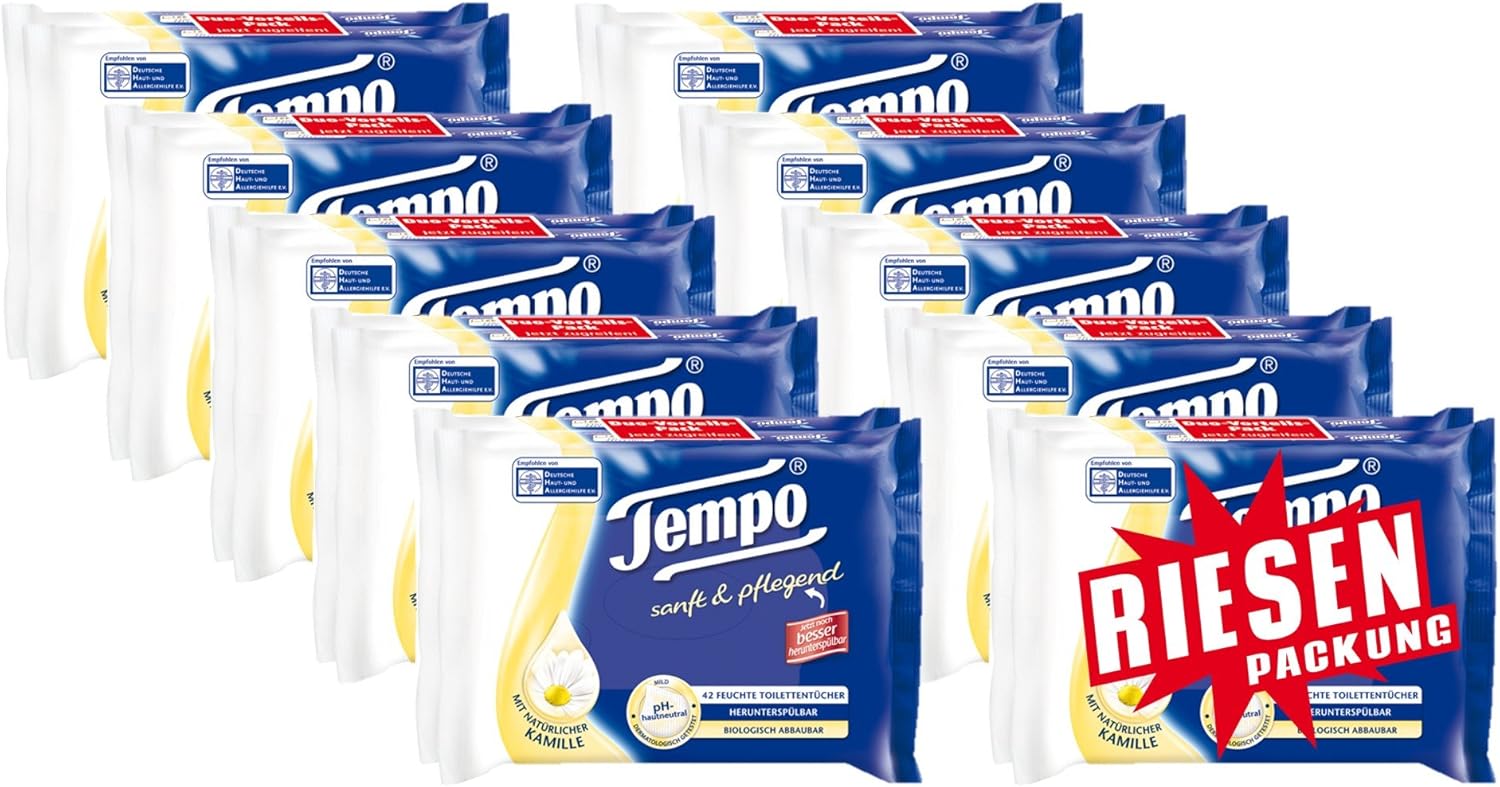Tempo Soft and Nourishing Moist Toilet Paper Jumbo Pack (20 Packs x 42 ...