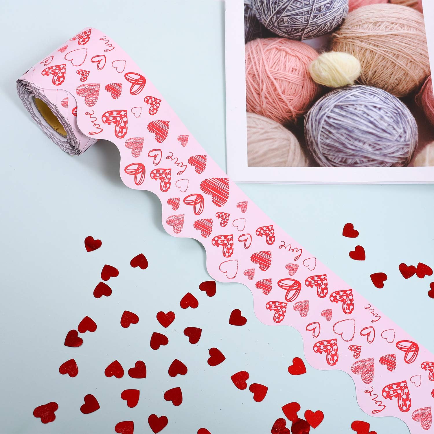 URATOT 65.6 Feet Valentine’s Day Bulletin Board Border Scalloped Border ...