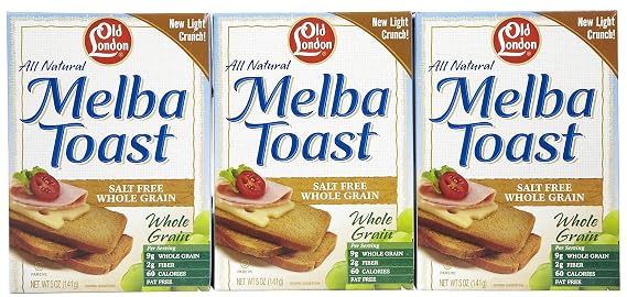 Old London Melba Toast, Salt Free, Whole Grain, Boxes, 5 oz, 3 pk ...