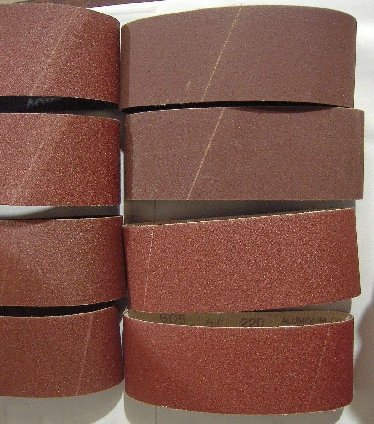 LOT OF EIGHT FINE GRIT 2 1 2 X 16 SANDING BELTS 150 180 220 320 GRITS