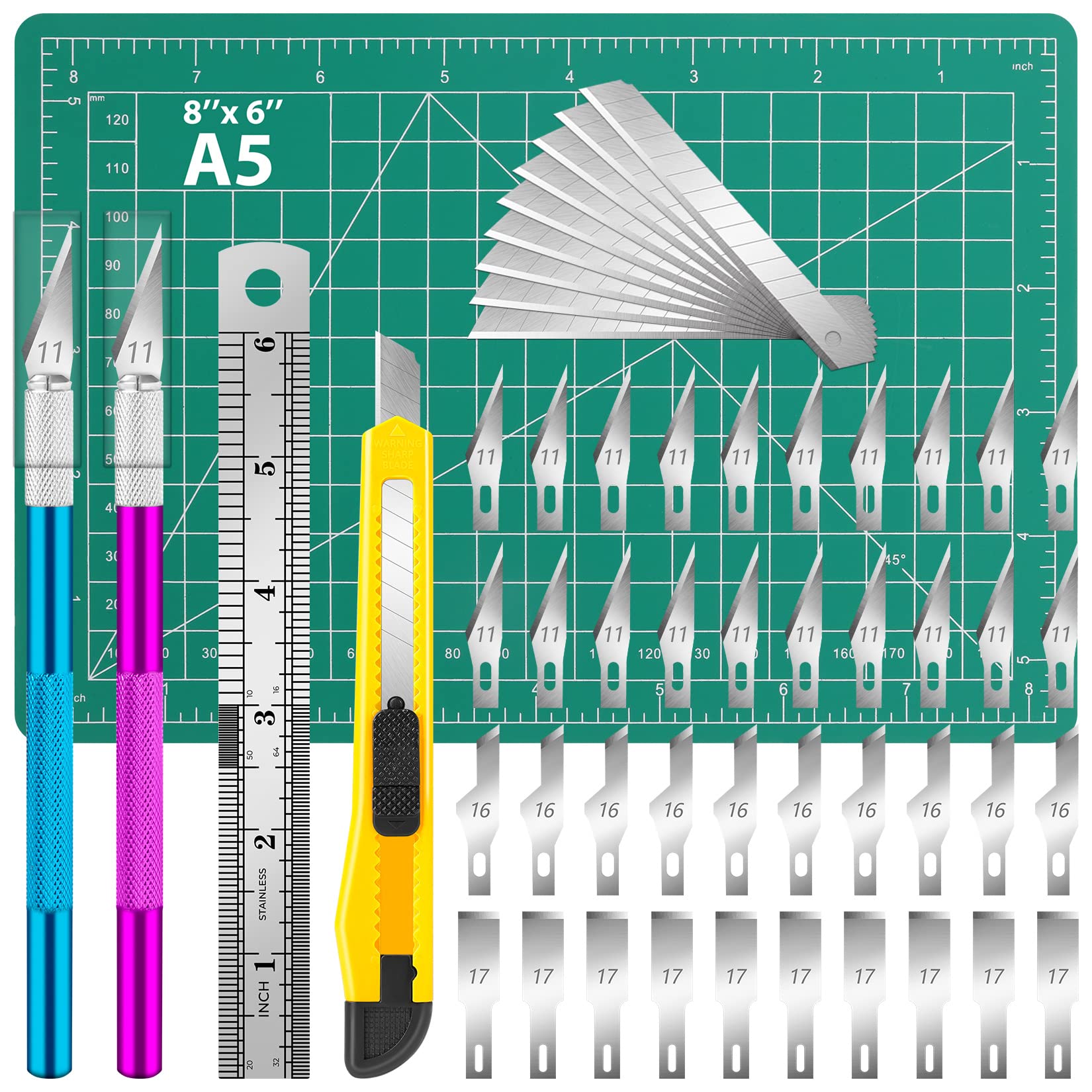 DIYSELF Exacto Knife Set, 2 Pcs Craft Knife with 40 Pcs Hobby Knife ...