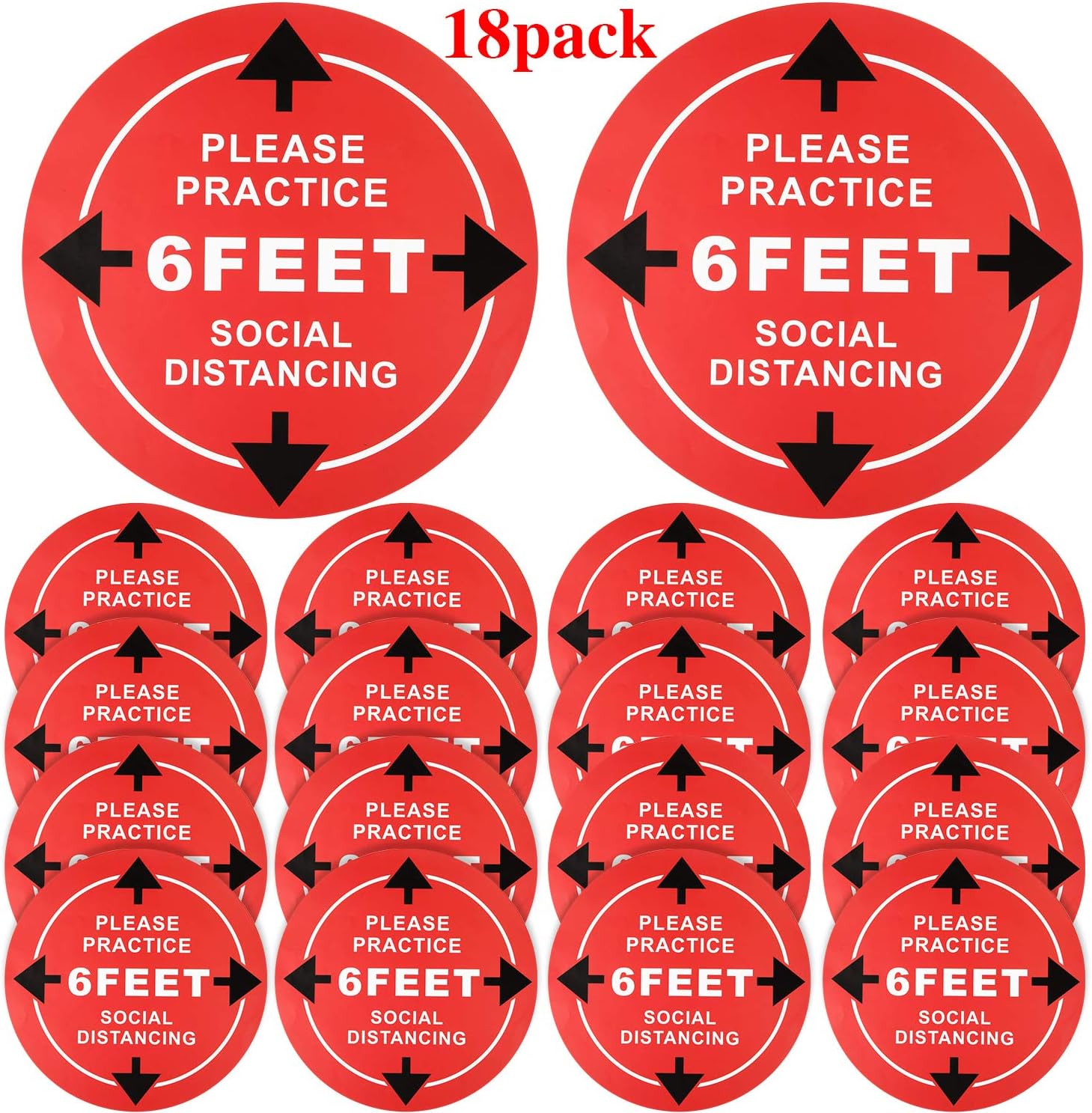 18 Pieces Social Distance Floor Decals 12 Inch Round Vinyl Removable ...