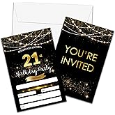 Amazon.com : JCVUK 21st Birthday Invitations - Pink Neon - 20Pcs Double ...
