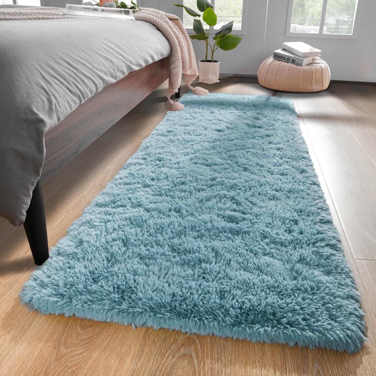 YJ.GWL Runner Rugs for Hallway, 2x4 Washable Small Teal Bedside Rugs ...