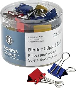 Amazon.com : Business Source Small Binder Clips- Pack of 36 - Assorted ...