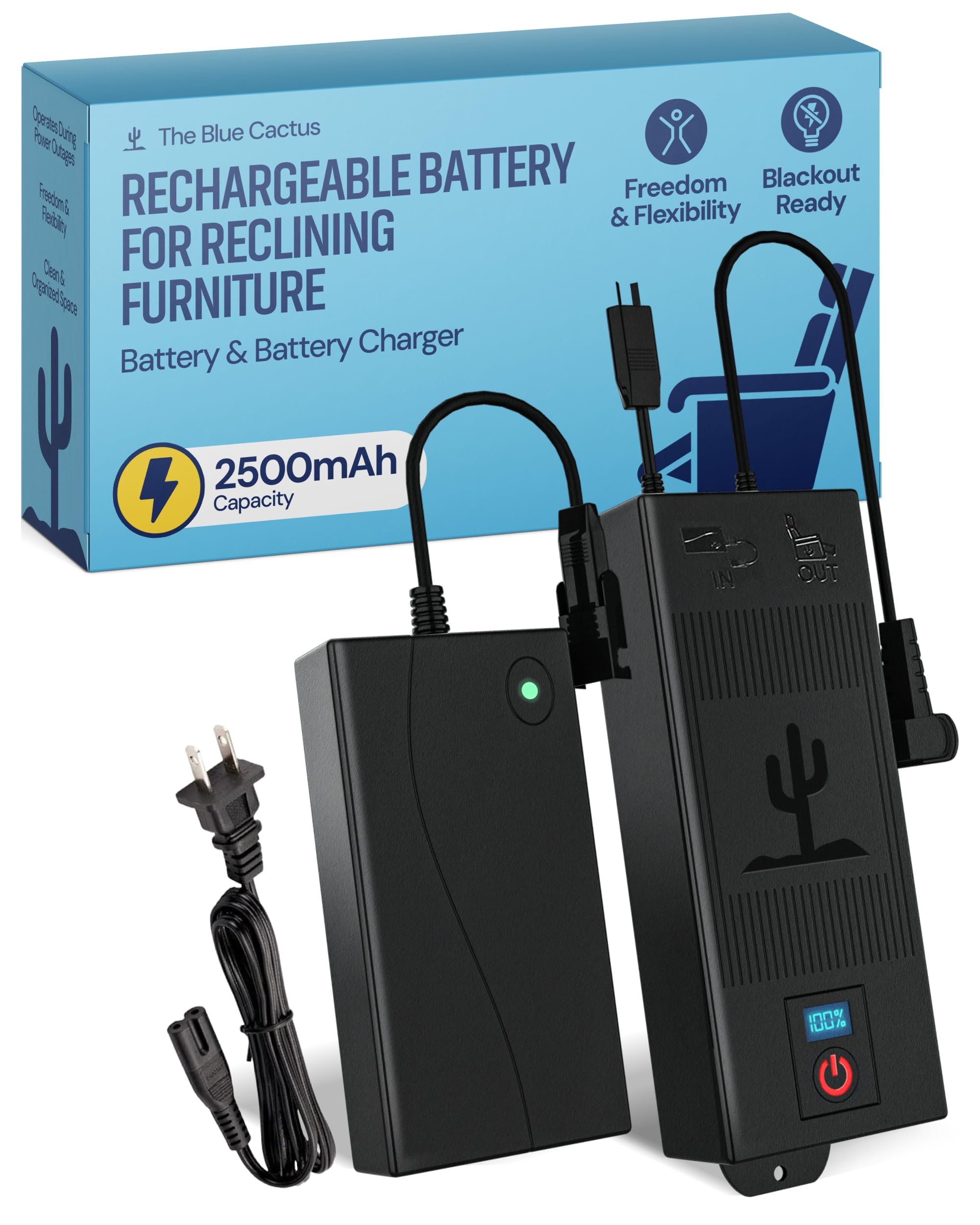 The Blue Cactus Universal Battery Pack for Reclining Furniture with LCD ...