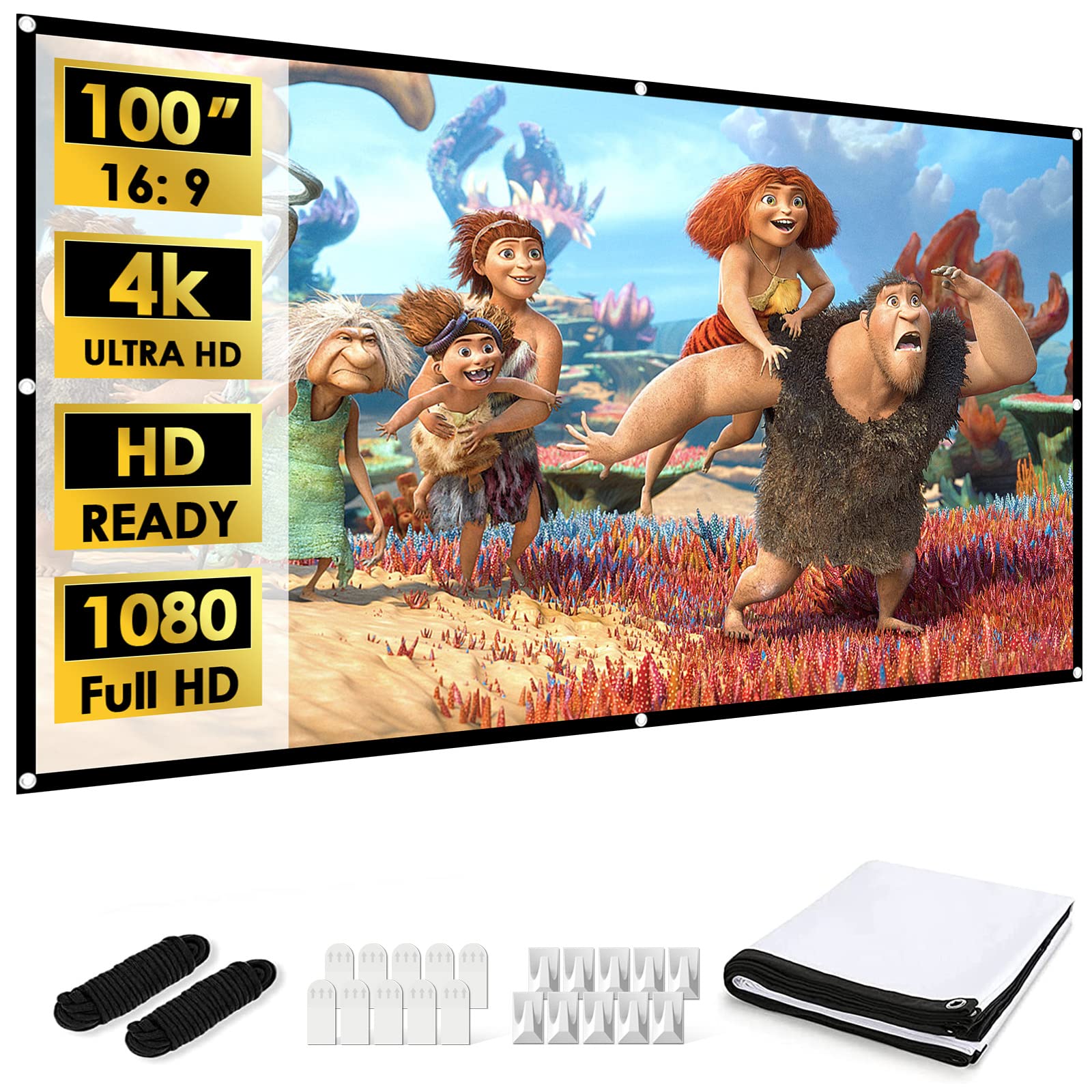 Mua YOWHICK Projector Screen 100 Inch Size 16:9 Double Sided Projection ...