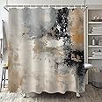 Amazon.com: TIYAANDSY Oil Painting Abstract Shower Curtain for Bathroom, Brown Black Grey White ...