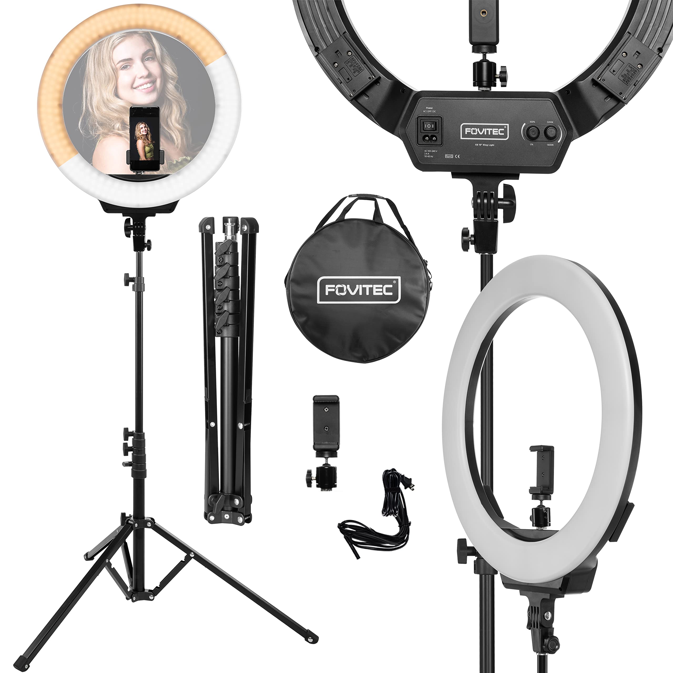 Mua Fovitec 19" Ring Light Kit 6500K Dimmable LED Ring Light with 72 ...