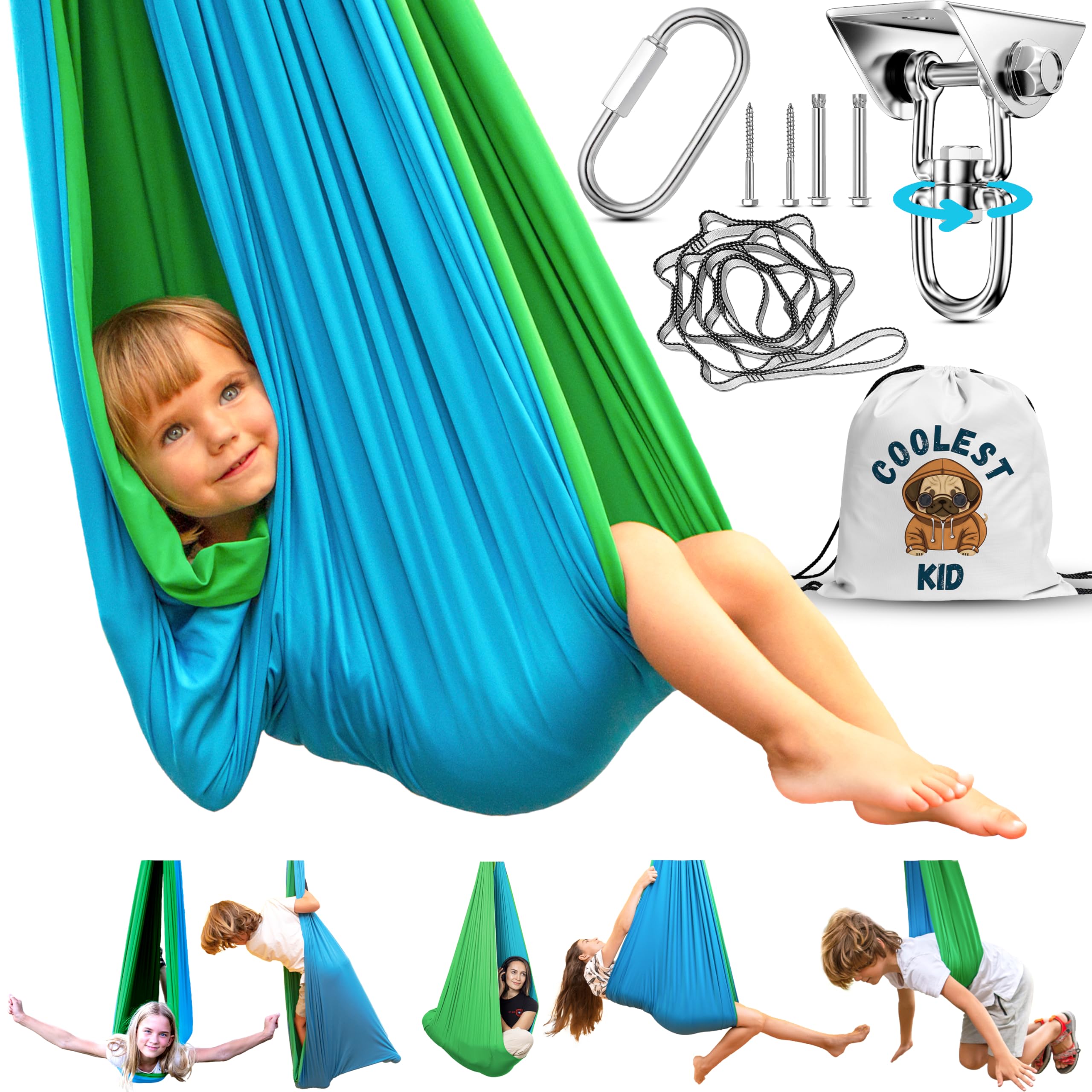 Sensory Swing for Kids Indoor Outdoor & 360° Hardware - Calming Therapy ...