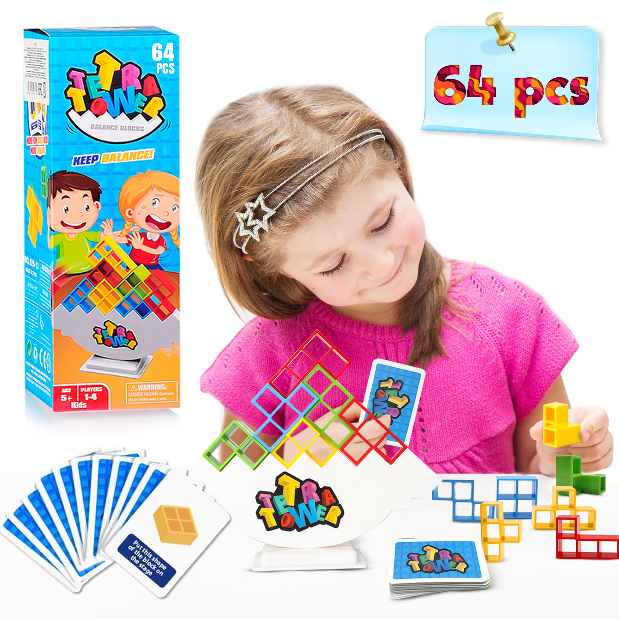 KORE KARE 64 Pcs Tetra Tower Game for Family Game Night, Balance ...