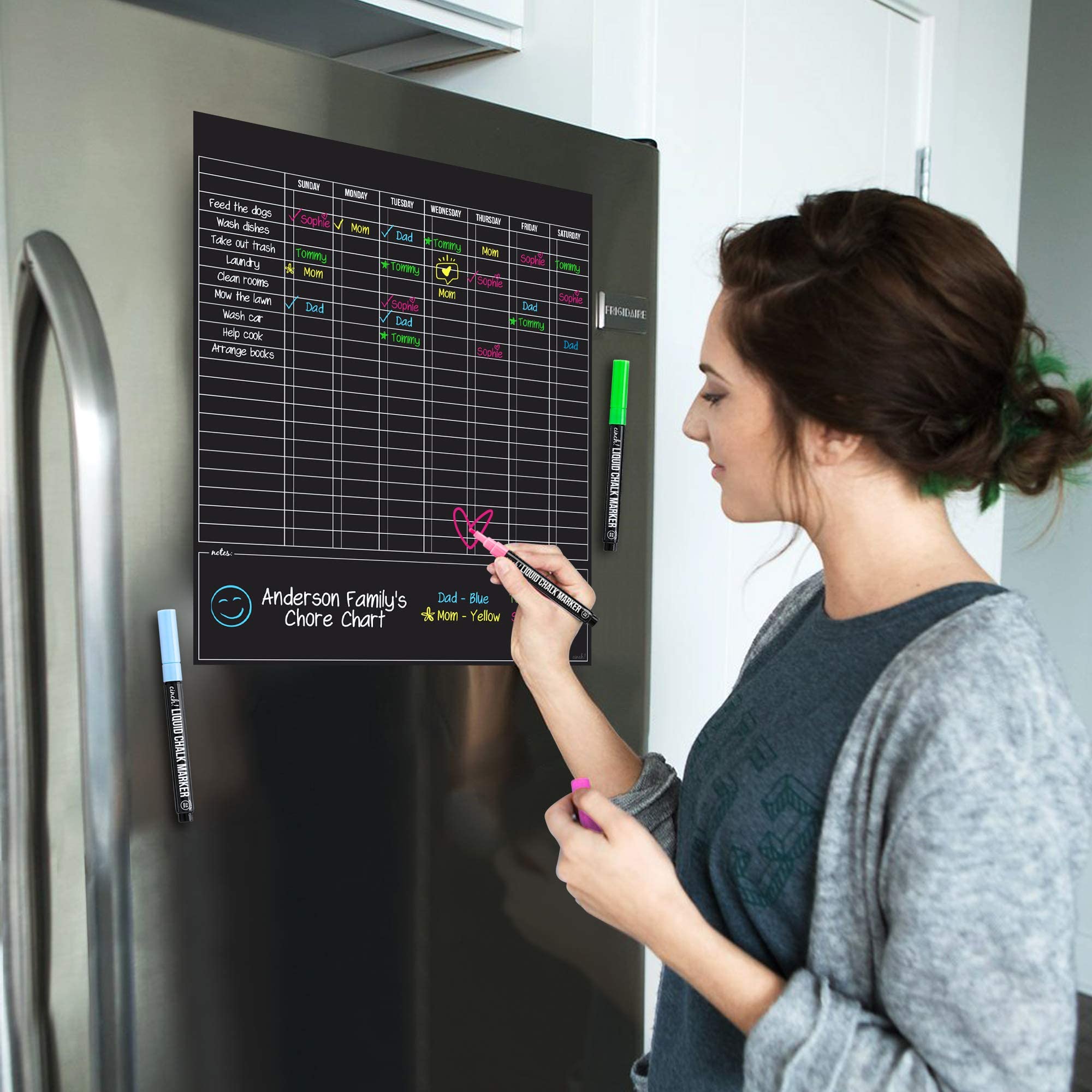 Mua Cinch Magnetic Dry Erase Chores Chart for Kids (17x20 inches, Black ...