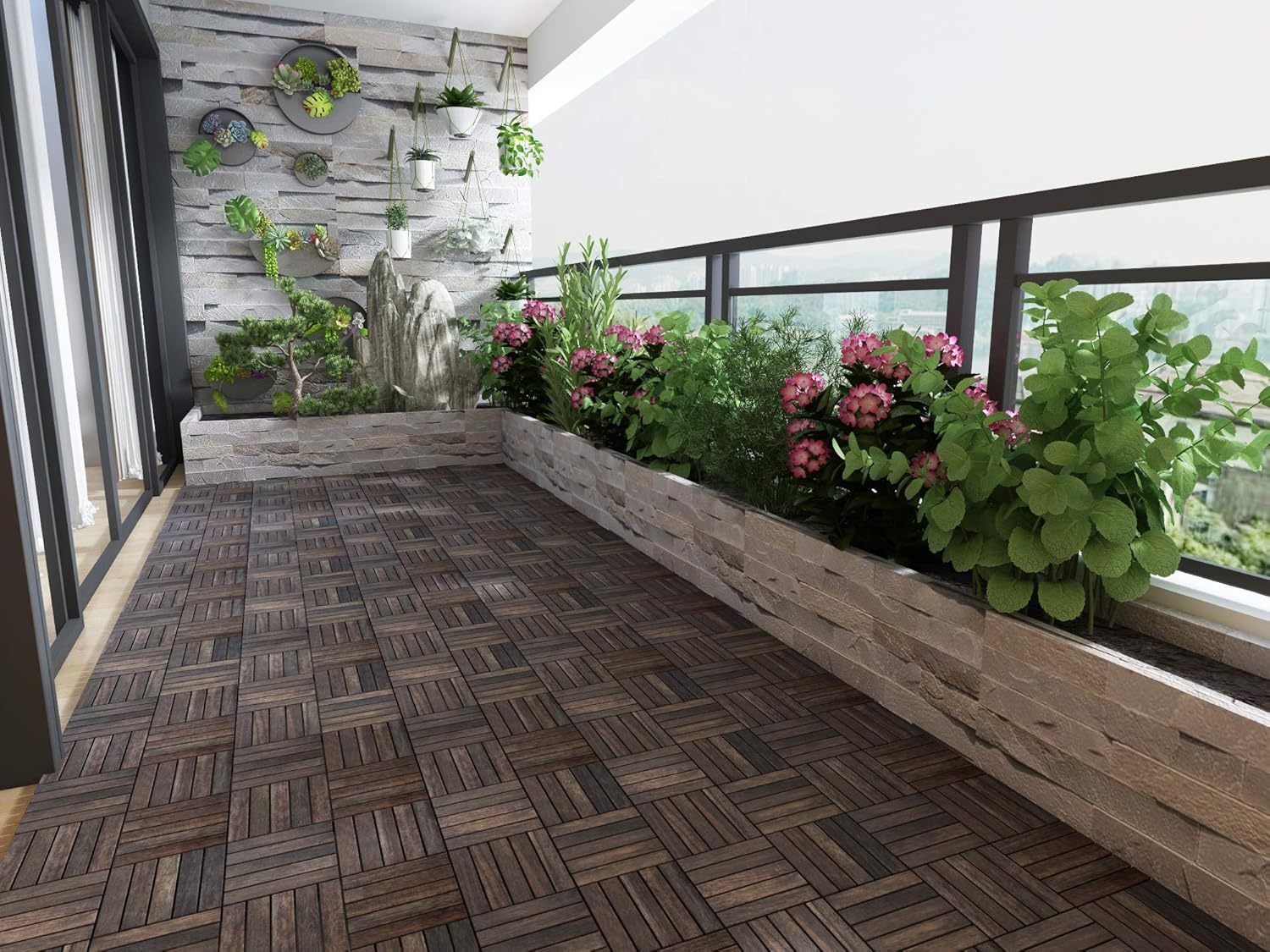 Interbuild Acacia Hardwood Decking Tiles 30×30cm 10 Tiles = 0,9 ㎡ per ...