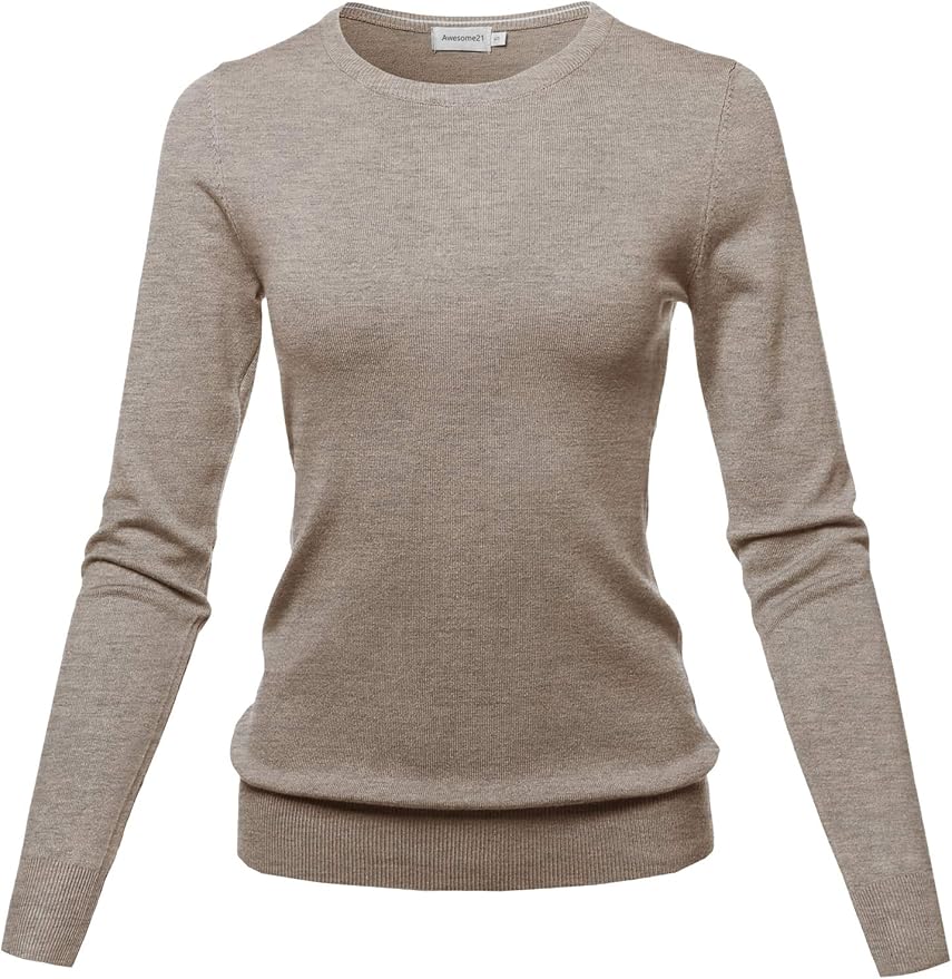 Women's Solid Basic Viscose Nylon Crew Neck Sweater Top at Amazon Women ...