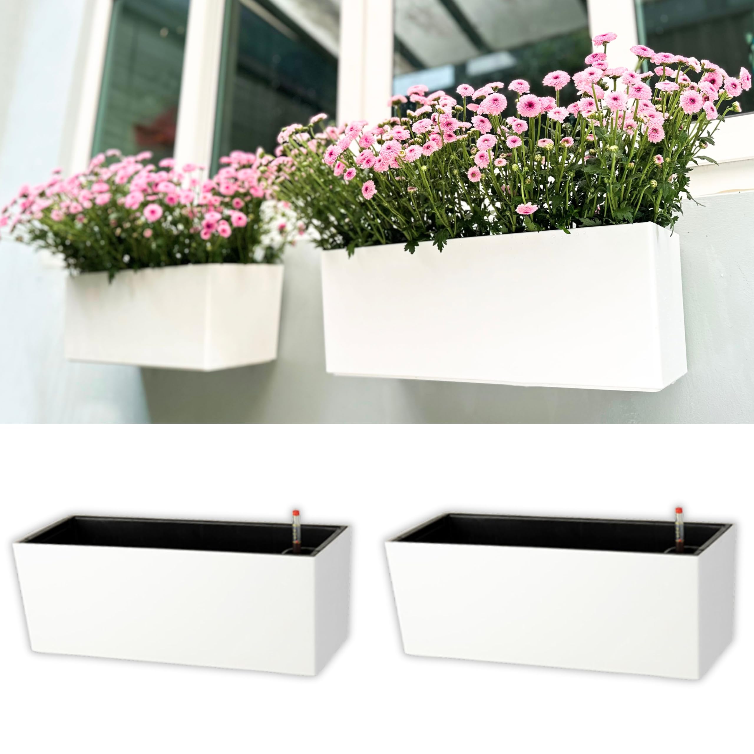 LaLaGreen Wall Planter for Outdoor (2 Pack, 14 Inch) Wall Mounted Self ...