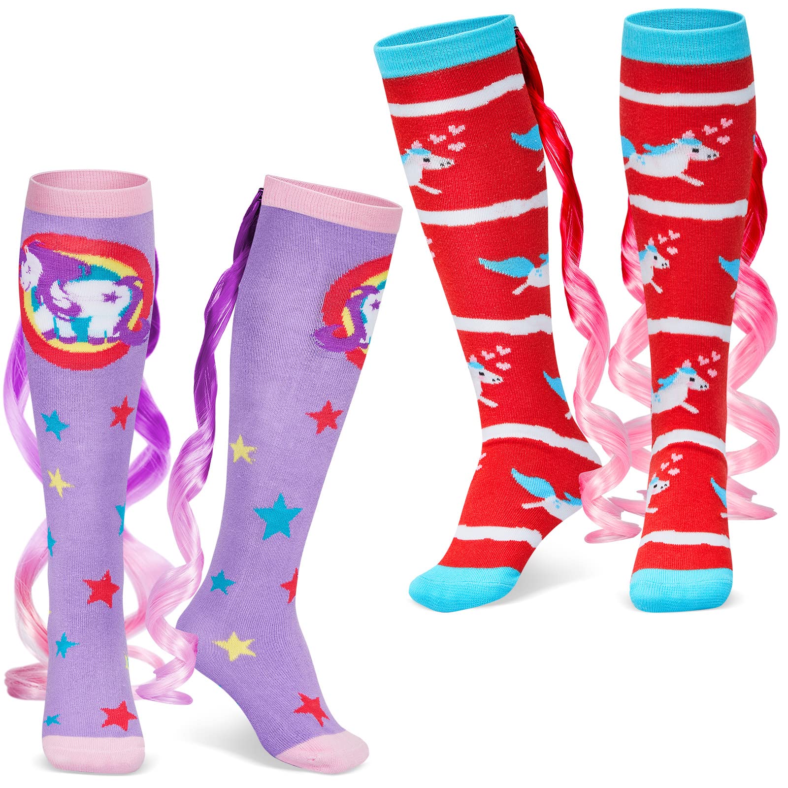 Tarpop 2 Pairs Funny Silly Socks for Girls Woman Wacky Unicorn Mermaid ...