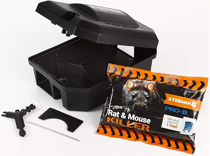MPC ERADICATE - Rat Boxes with Poison Home Kit - 1 Black Bait Station ...