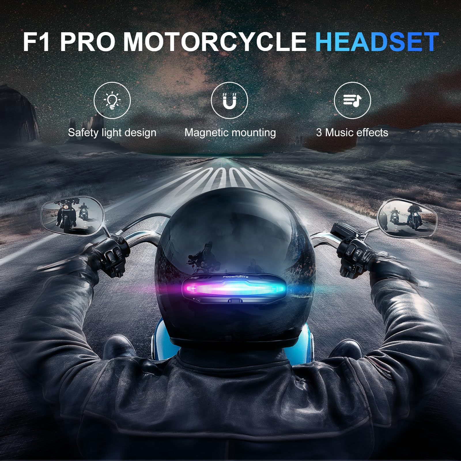 Mua Fodsports Motorcycle Bluetooth Headset with Safety Light, F1 PRO 2 ...