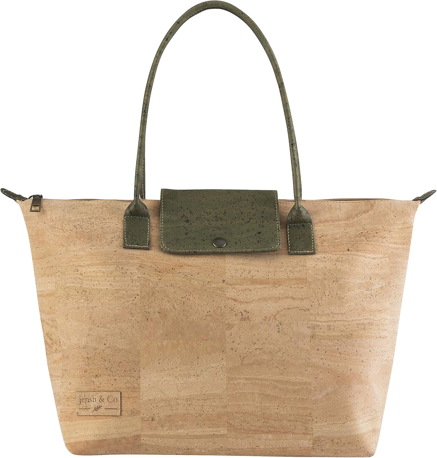 The Maria Cork Damen Handtasche, vegan, Hellbraun mit Grün, Grün ...