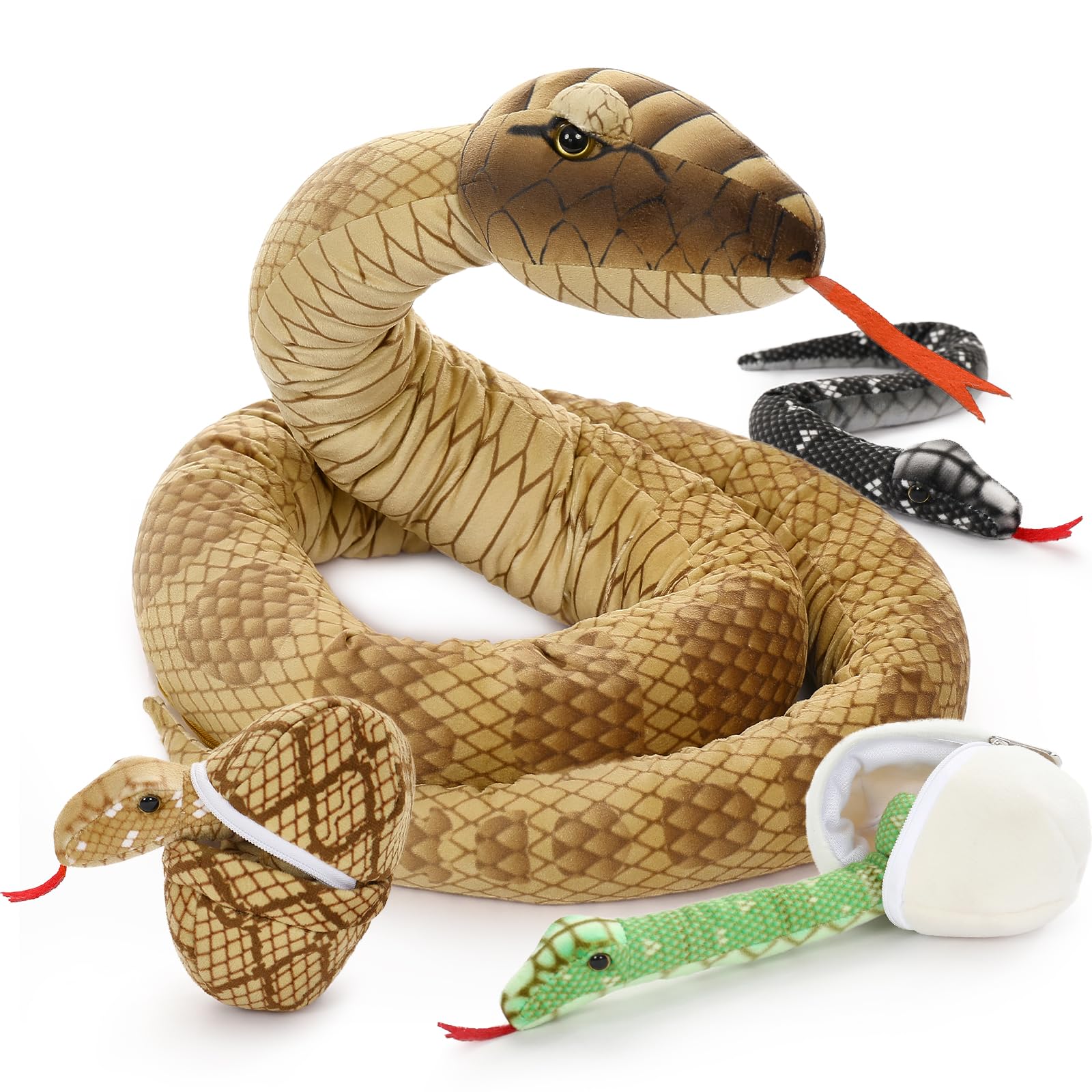 MorisMos Giant Snake Stuffed Animal Mommy with Babies, Realistic ...