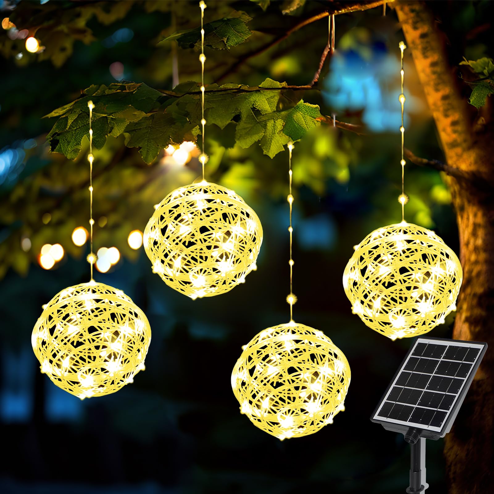Solar Christmas Ball Lights for Tree Outdoor, 4 Pack 160 LED Globe ...
