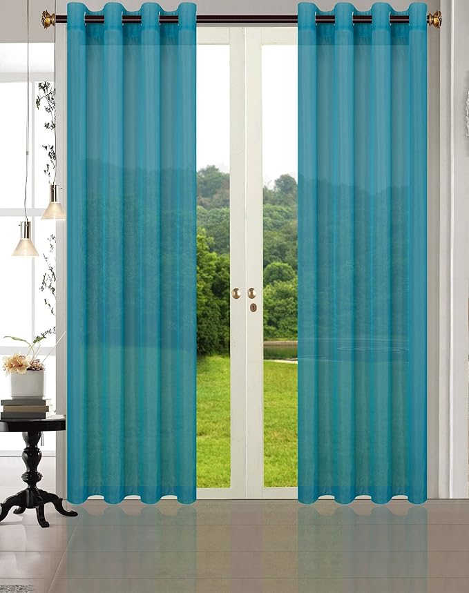 Uni -20332CN- 2er-Pack Türkis Vorhang Transparent Gardinen Set ...