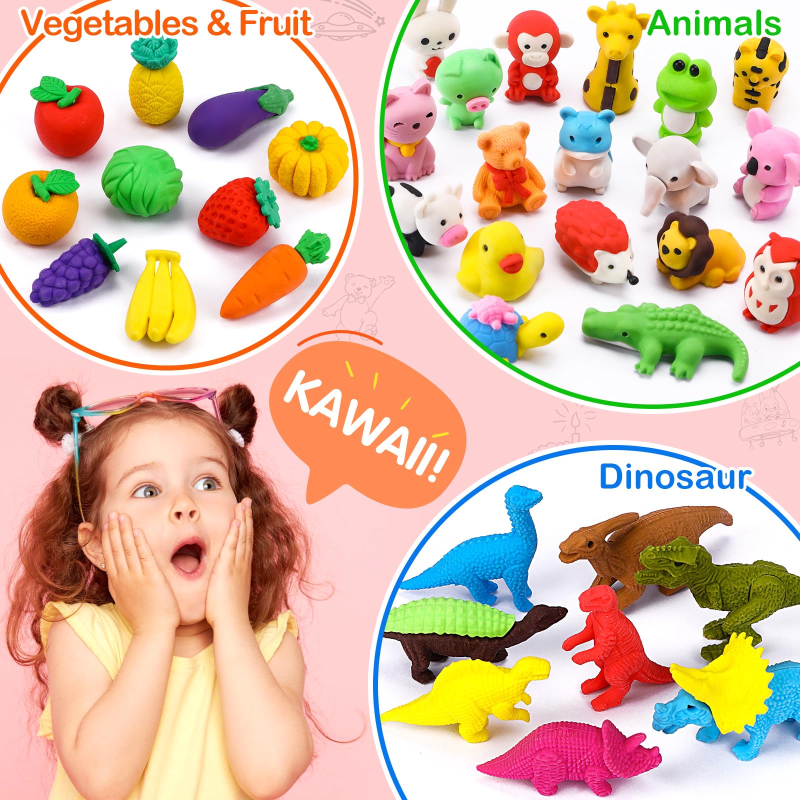 Mua Arscniek 40 Pack Pencil Erasers for Kids Bulk Toys, Puzzle Animal ...