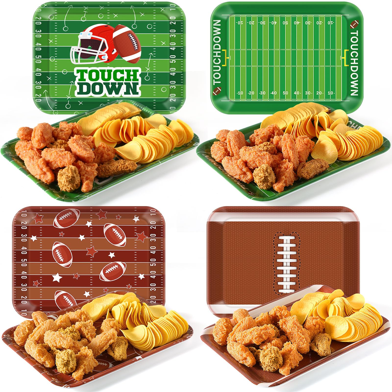 Tiangrid 4 Pcs Melamine Serving Trays Platters Snack Trays Reusable ...