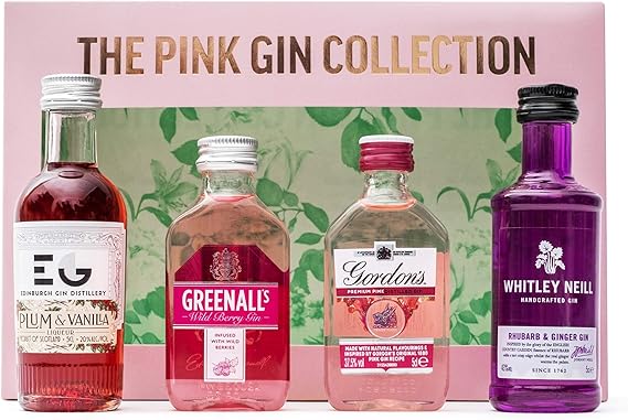 The Pink Gin Collection | Gin Gift Set Includes 4 x Pink Gin Miniatures ...