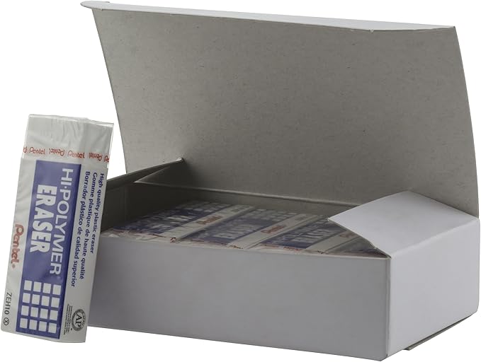 Pentel Hi-Polymer Block Eraser, Large, White, Pack of 10 (ZEH10PC10 ...