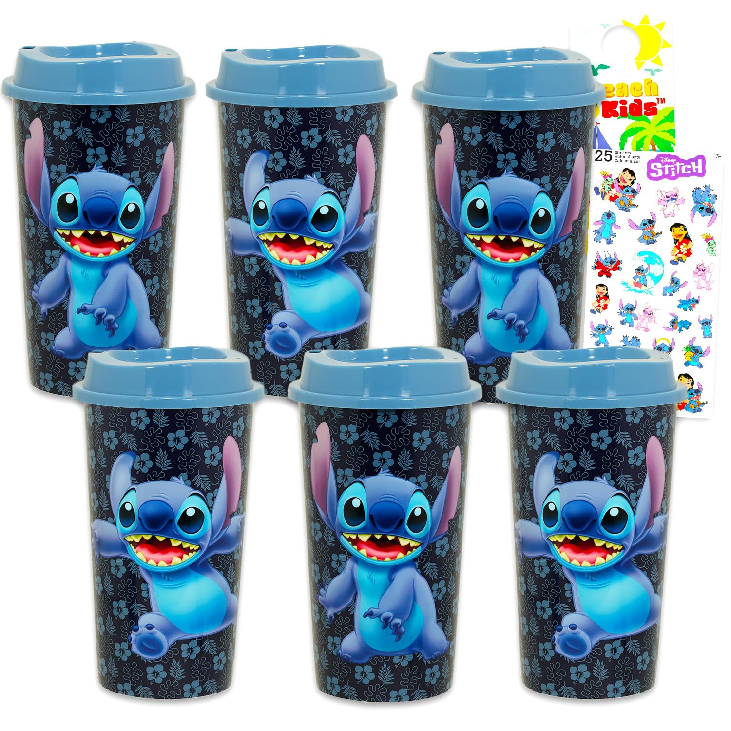 Disney Stitch Travel Cup Set Party Favors Bundle with 6 Tumblers with ...