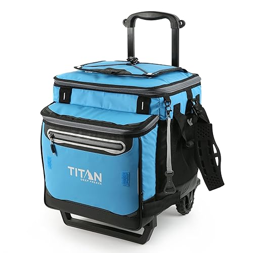 Titan Deep Freeze 60 (50+10) Can Wheeled Cooler - Collapsible Rolling ...