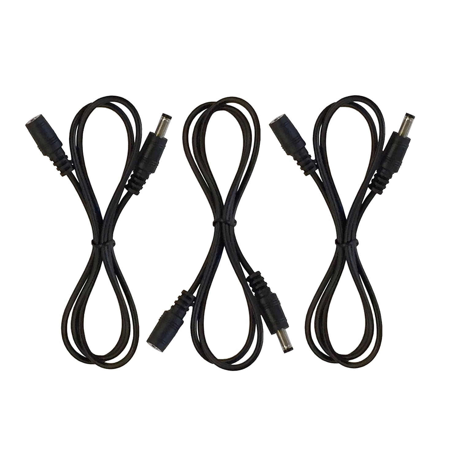 (3) Pack of 36" 22AWG DC Power Extension Cables Male to Female 3' Foot ...