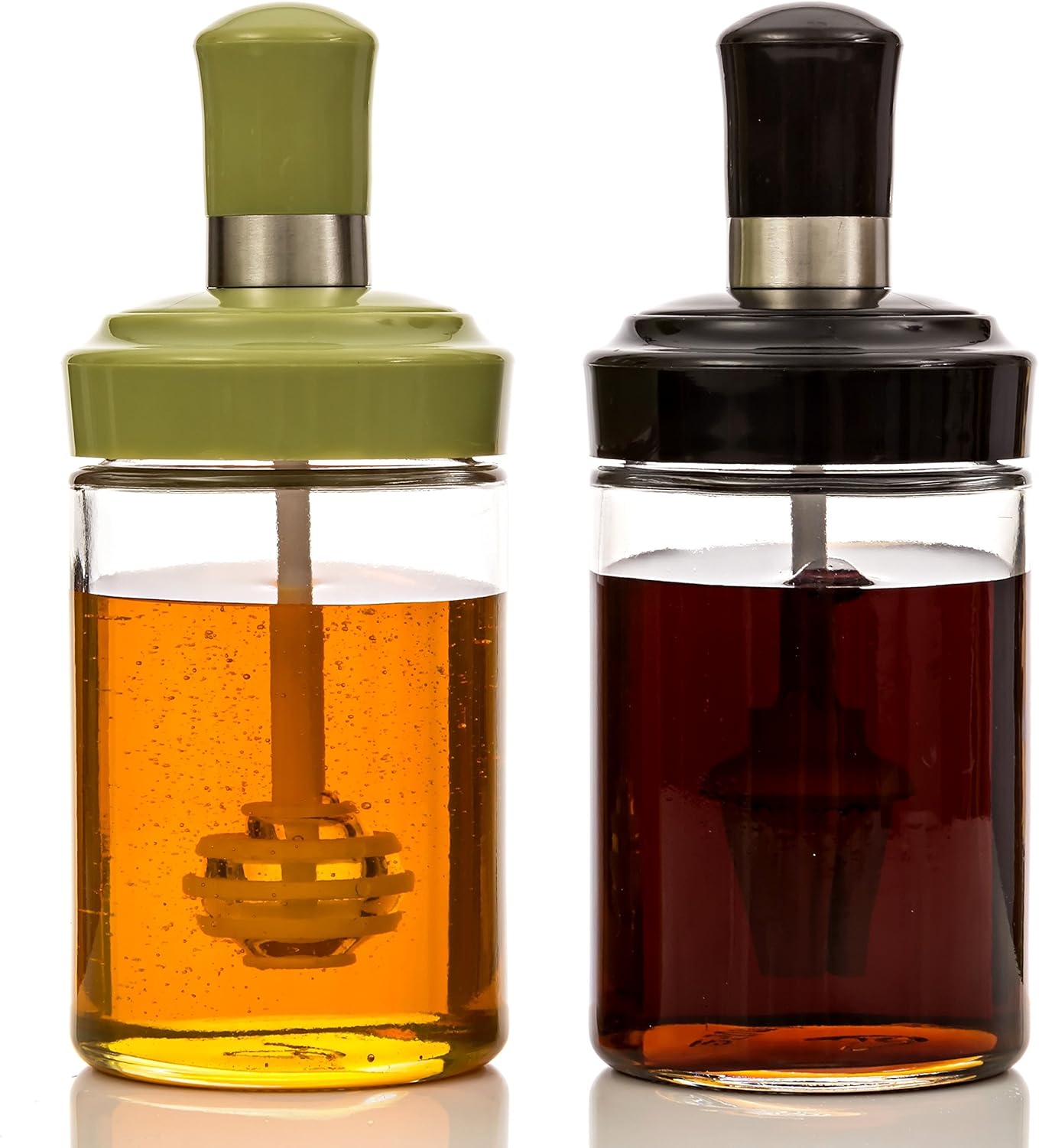 Honey/Syrup Jar (250ml) w/ Combination Dipper/Spoon & Lid Glass - Wide ...