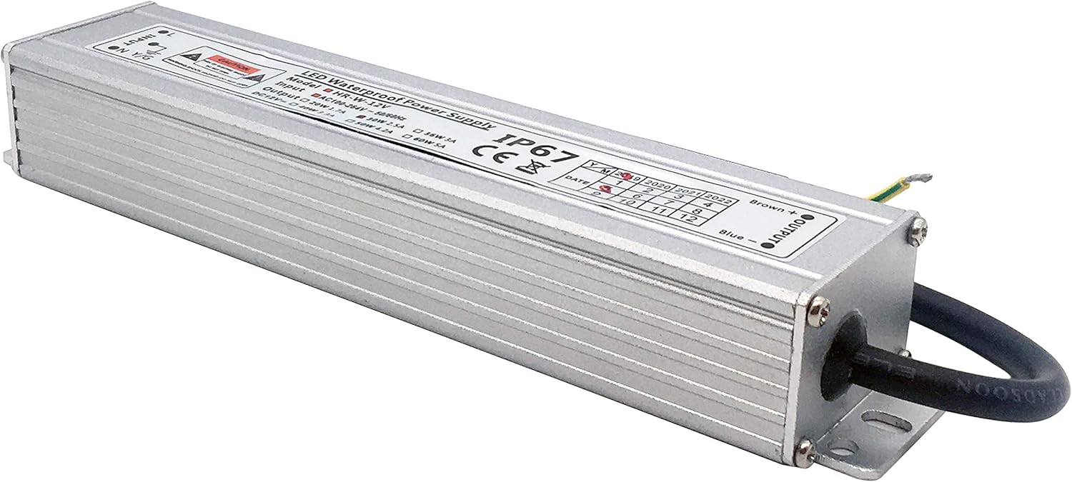VARICART IP67 24V 1.25A 30W Waterproof LED Driver, Ultra Slim Universal Regulated AC DC ...