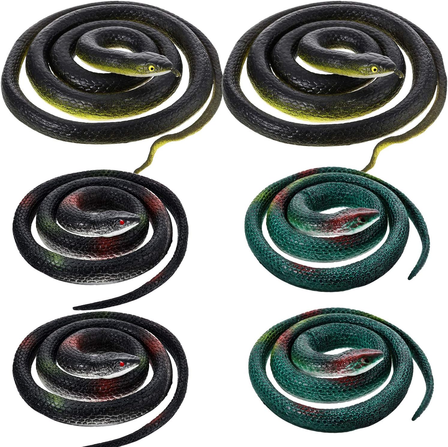 6 Pieces Large Rubber Snakes 47 Inches and 29 Inches Realistic Fake ...