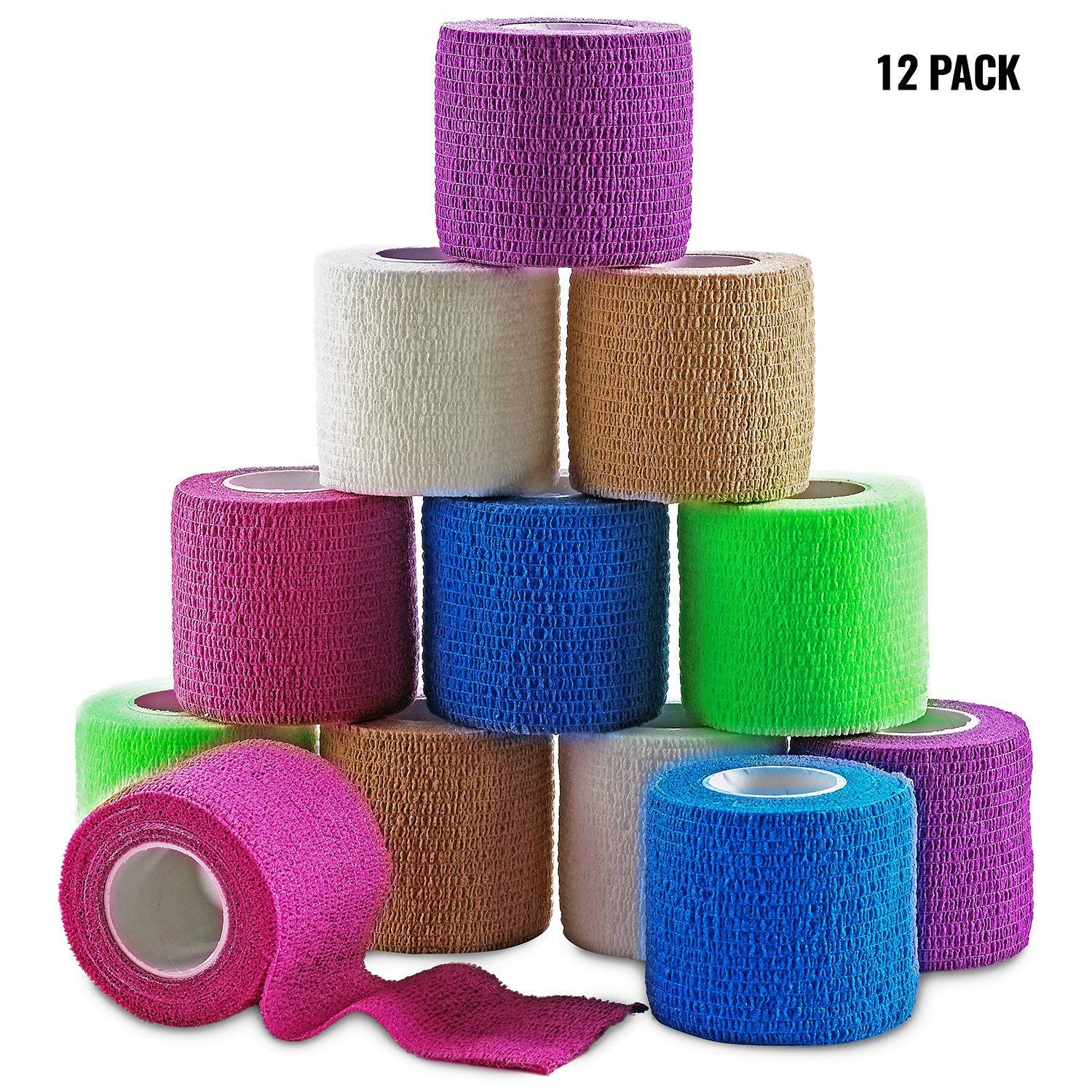 MEDca Self Adherent Cohesive Wrap Bandages 2 Inches X 5 Yards 12 Count ...